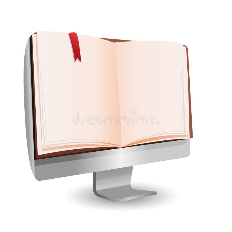 Computer Book Reading Technology Education Stock Vector - Illustration ...