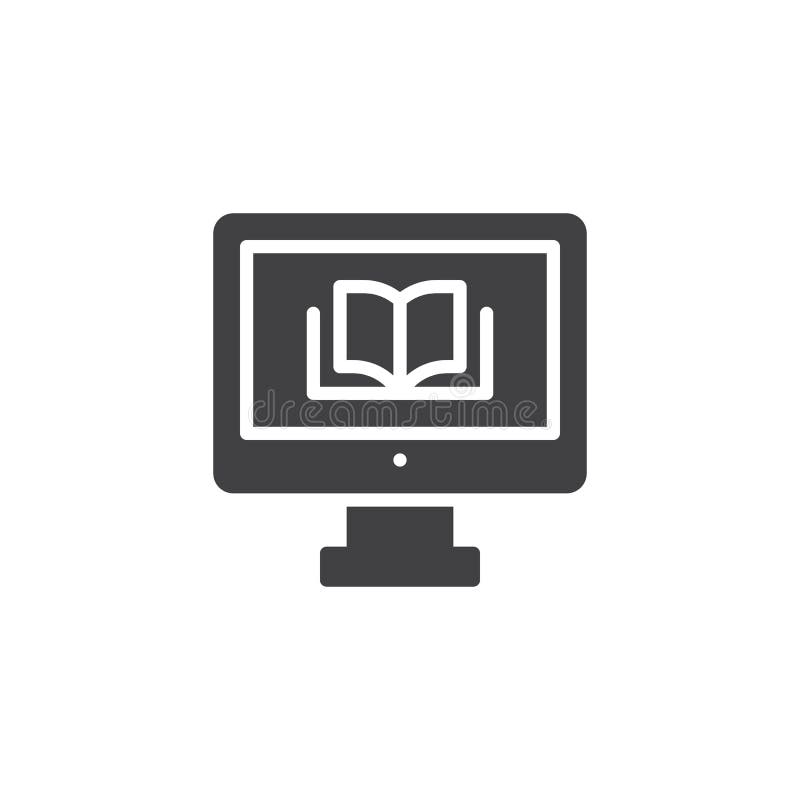 Computer with a Book Vector Icon Stock Vector - Illustration of digital ...