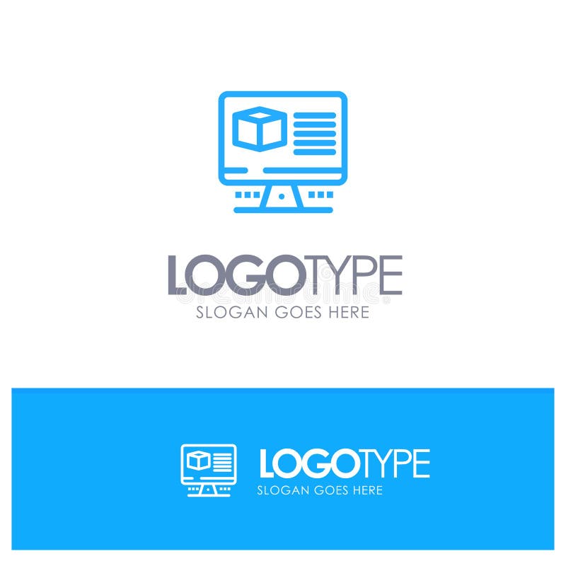 Computer, Box, Internet, Monitor Blue Logo Line Style Stock Vector ...