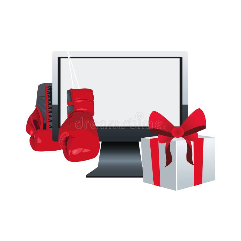 Boxing Gloves Cartoon Isolated in Black and White Stock Vector ...