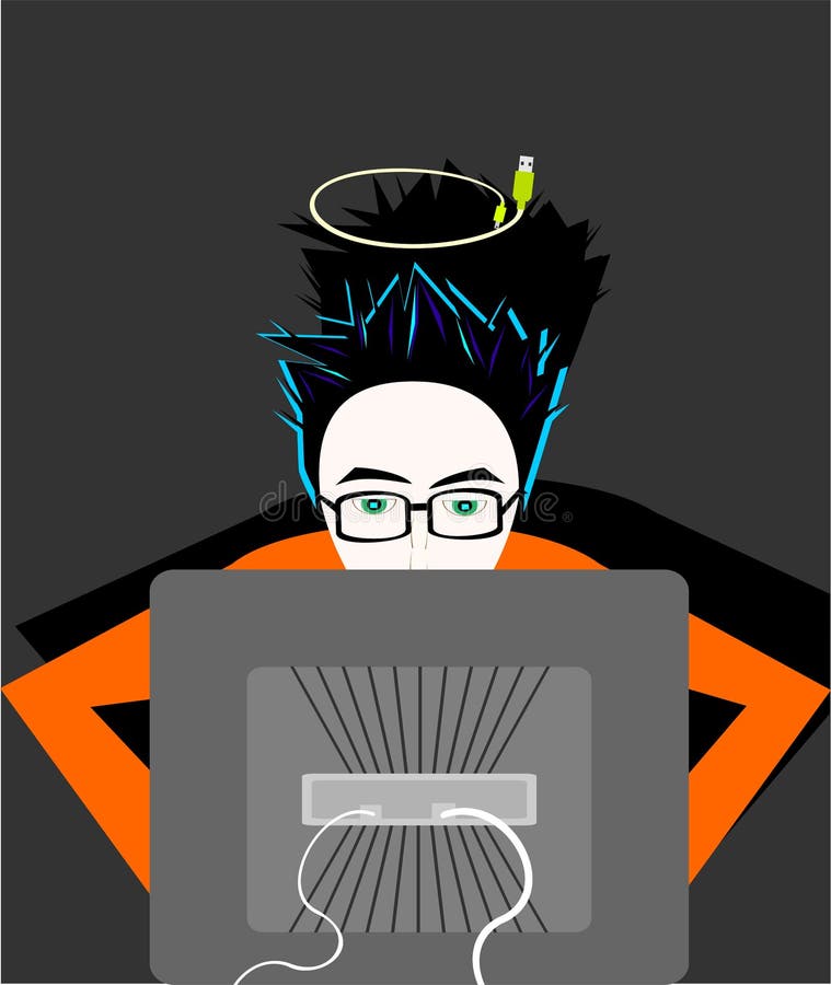 Computer boy stock vector. Illustration of desktop, macintosh - 10183396