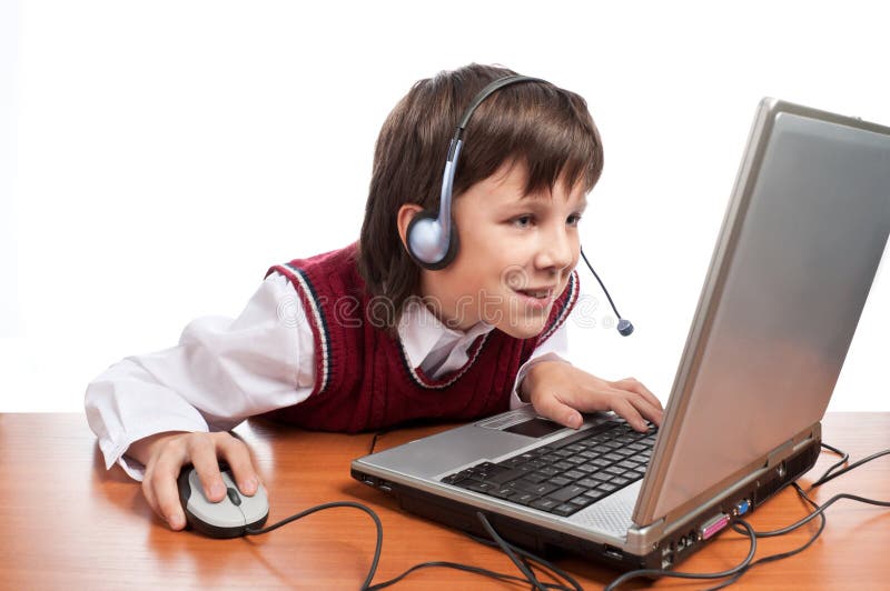 Computer boy stock photo. Image of schoolboy, attention - 16728796