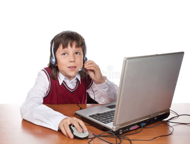 Computer-boy stock photo. Image of sound, communication - 18858150