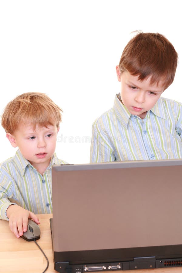 Computer boys stock image. Image of brother, education - 2160671