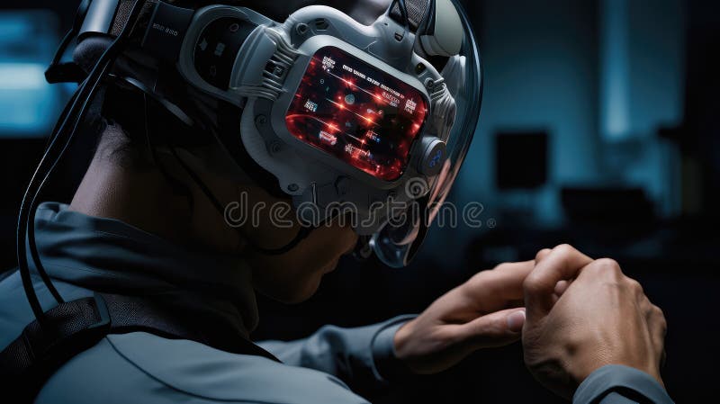Computer Brain Interface Device Stock Illustration - Illustration of ...