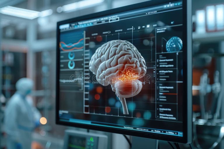Computer Brain Scan stock image. Image of health, medicine - 375854977