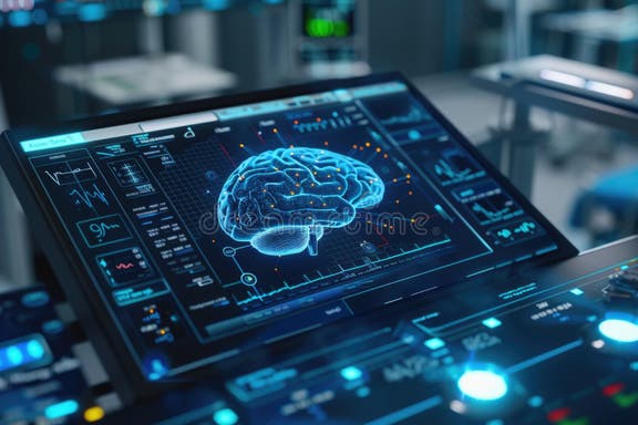 Computer Brain Scan stock image. Image of screen, brain - 375874177