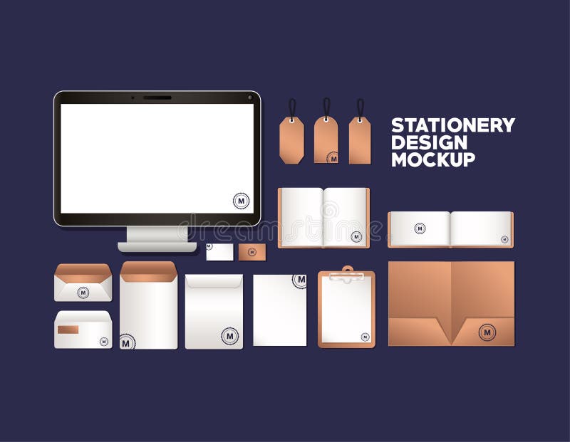 Computer and Branding Mockup Set Vector Design Stock Vector ...