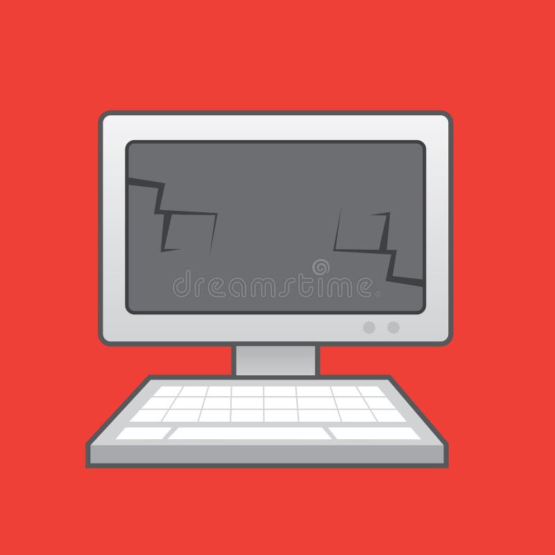 Computer Broken Cracked Screen Stock Vector - Illustration of tech ...