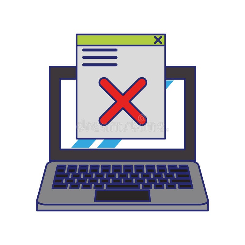 Computer and Broken Web Site Blue Lines Stock Vector - Illustration of ...