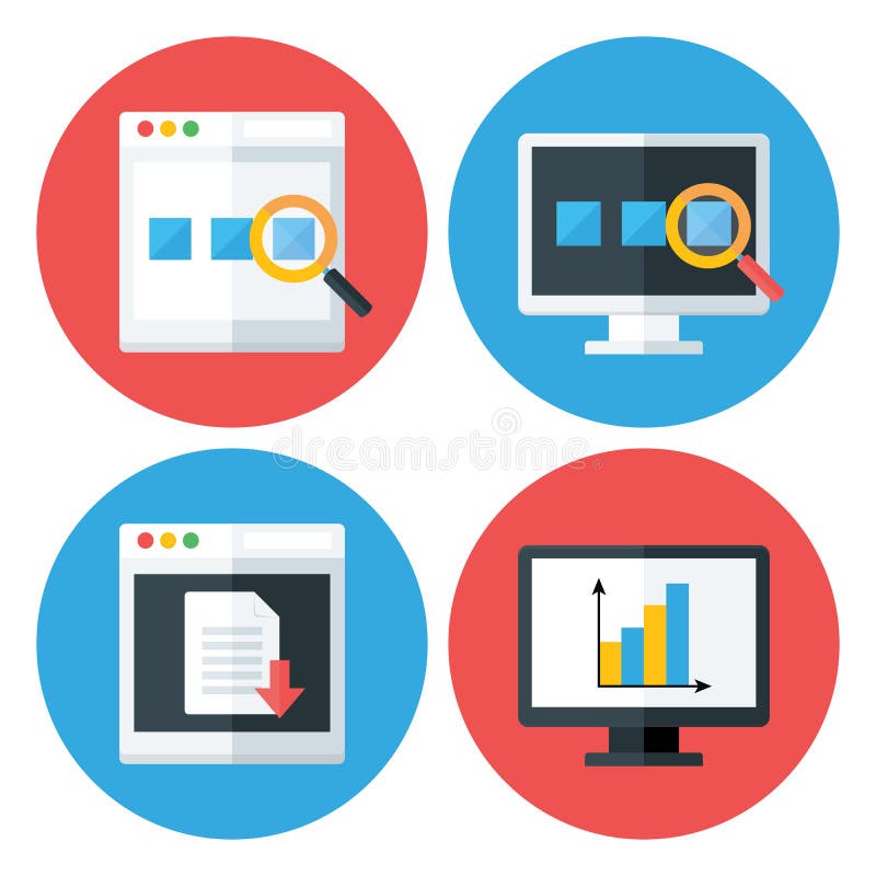 Computer Browser Technology Flat Circle Icons Set Stock Vector ...