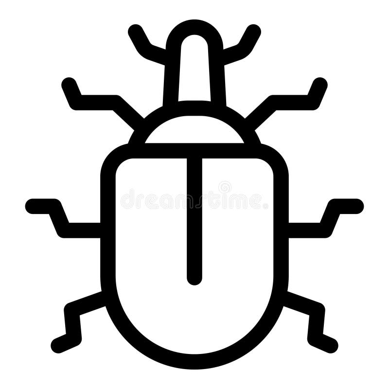 Computer Bug is Attacking Computer Mouse, Simple Black Line Icon Stock ...