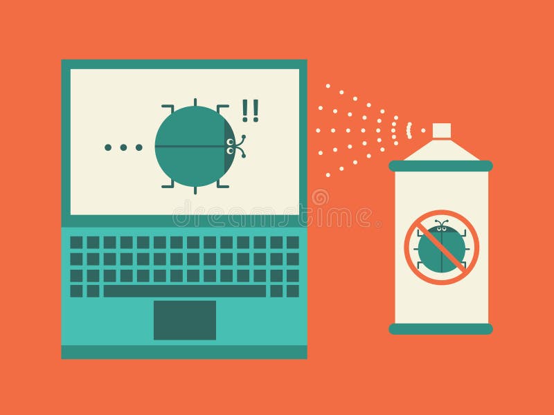 Computer bug and bug spray stock vector. Illustration of bacteria ...
