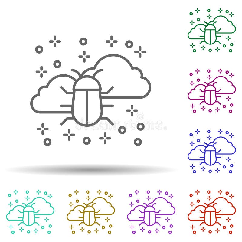 Computer Bug Cloud Multi Color Icon Simple Thin Line Outline Vector Of Computer Icons For Ui