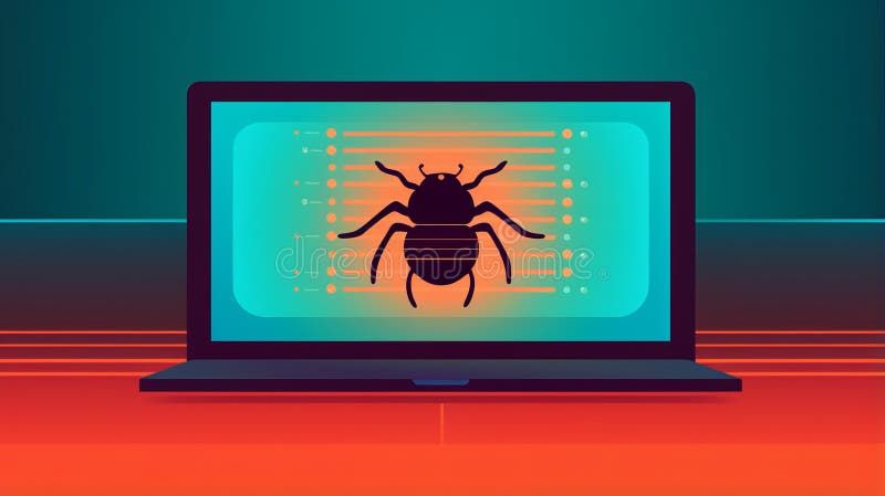 Computer Bug on Laptop Screen Symbolizing Threat of Software Bugs and ...