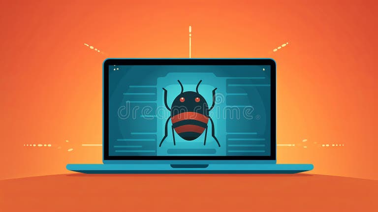 Computer Bug on Laptop Screen Symbolizing Threat of Software Bugs and ...