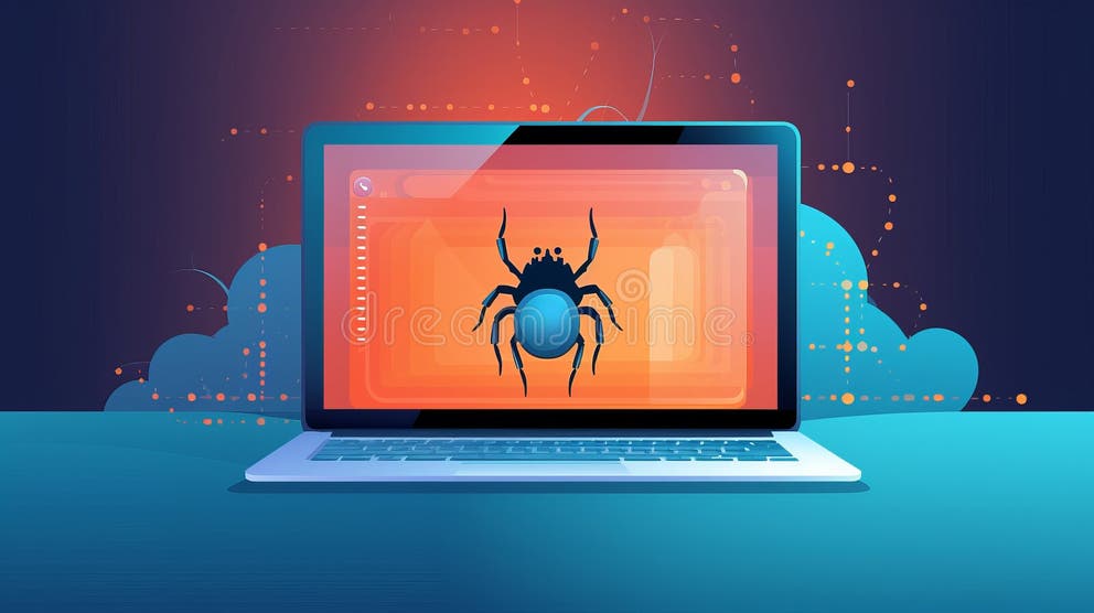 Computer Bug on Laptop Screen Symbolizing Threat of Software Bugs and ...