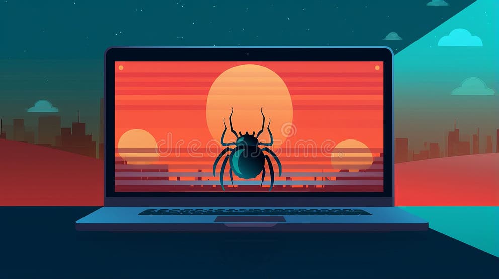 Computer Bug on Laptop Screen Symbolizing Threat of Software Bugs and ...