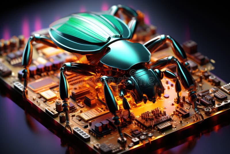 A Computer Bug Sitting on Top of a Motherboard Stock Illustration ...