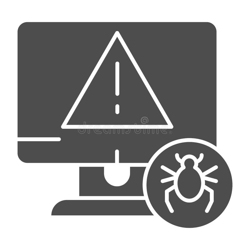 Alert on Computer Line Icon. Computer Error Vector Illustration Isolated on White Stock Vector ...