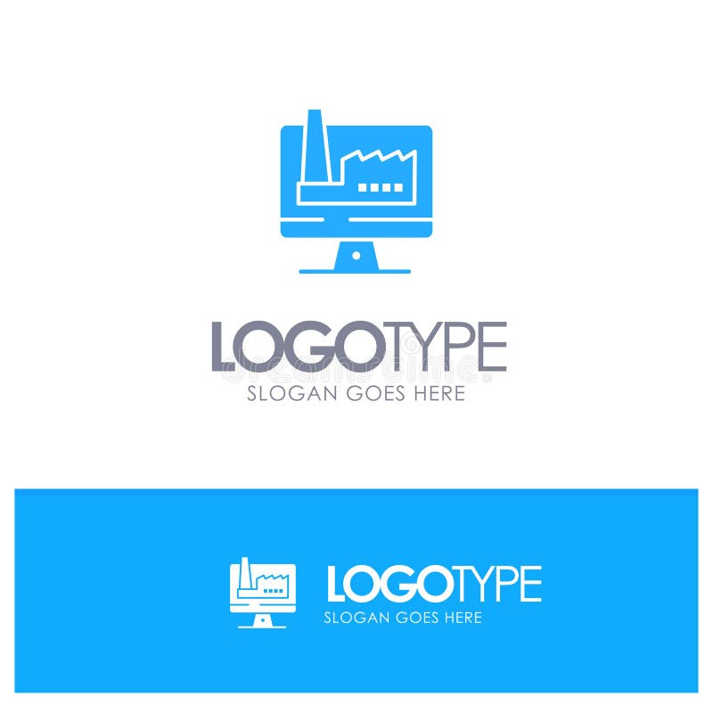 Computer, Building, Monitor, Factory Blue Logo Vector Stock Vector ...