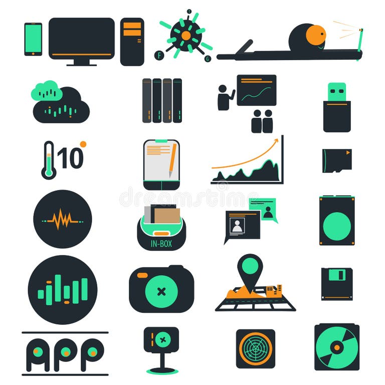 Computer business icons stock vector. Illustration of black - 60232374