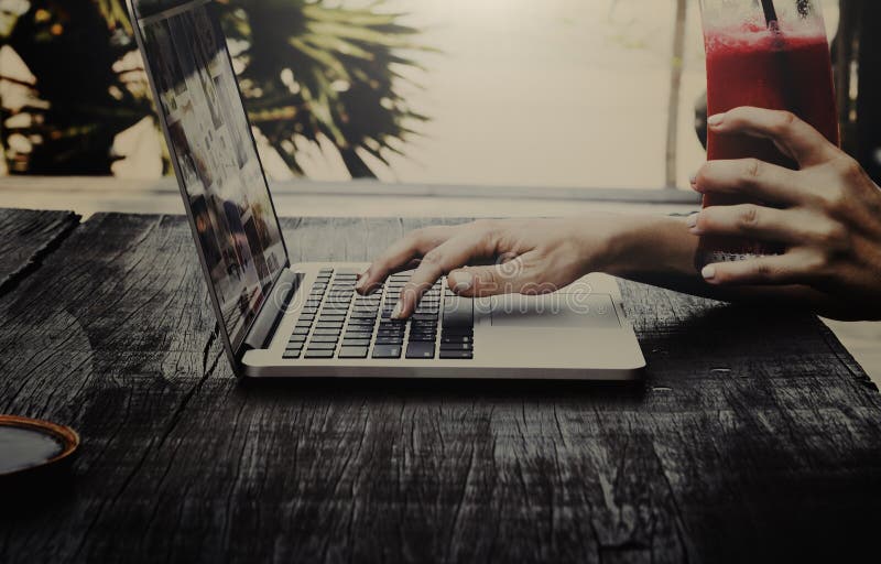 Computer Business Outdoors Work Drink Concept Stock Image - Image of ...