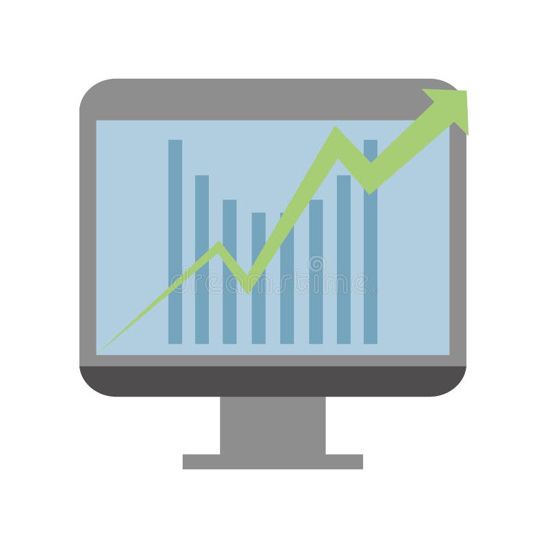 Computer with Business Related Icon Stock Illustration - Illustration ...