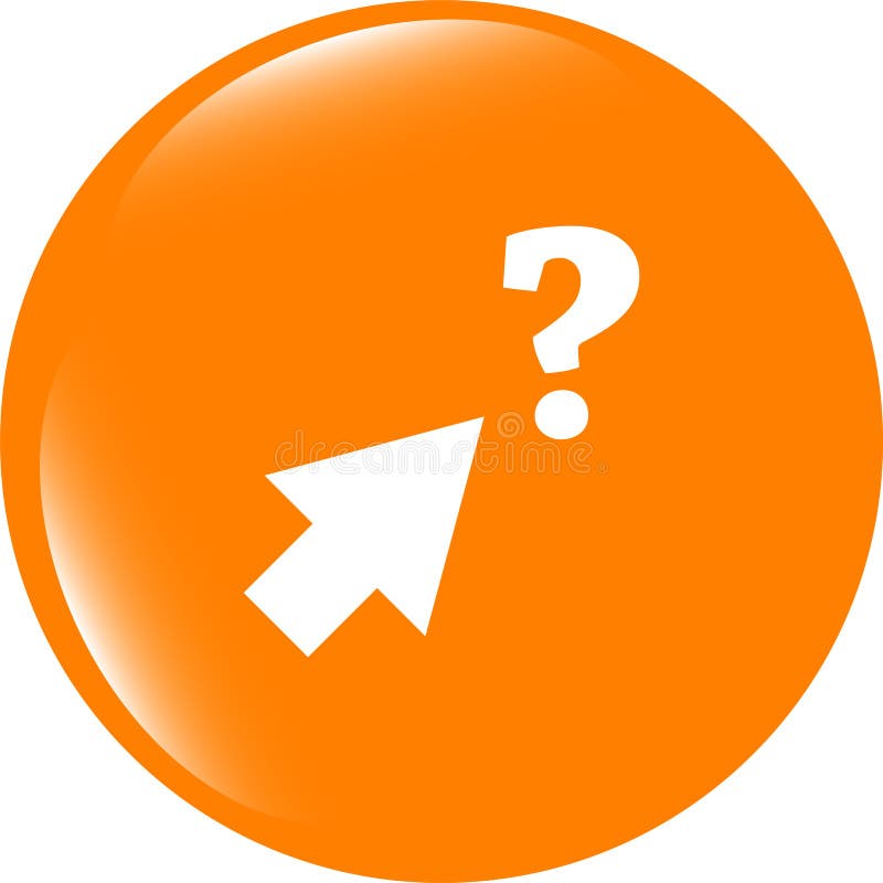 Computer Button with Arrow and Questions Mark, Web Icon Isolated on ...