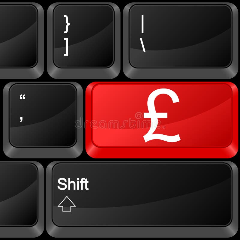 Computer Button British Pound Stock Vector - Illustration of technology ...
