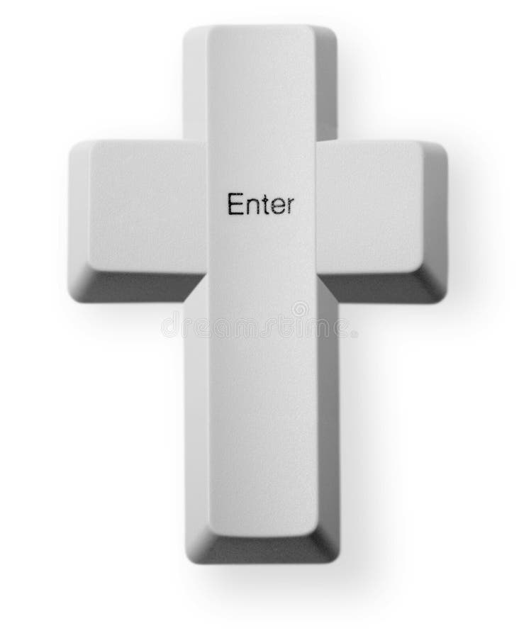 Computer Button Enter - Christian Cross Stock Image - Image of computer ...