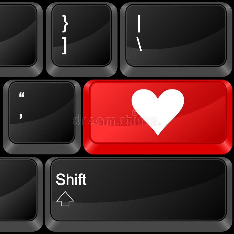 Computer button love stock vector. Illustration of closeup - 97654423