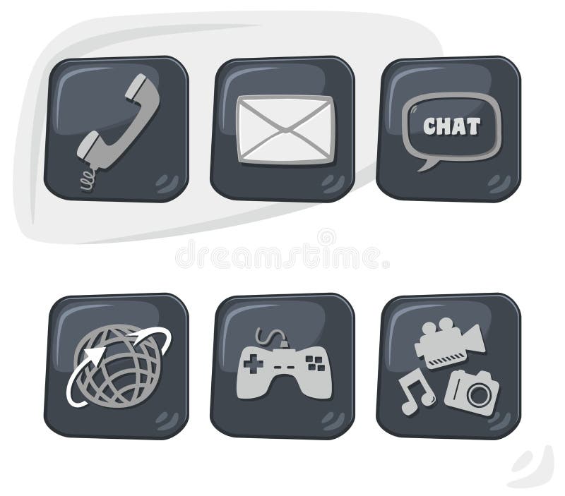 Computer Button Theme Set Icon Stock Vector - Illustration of style ...