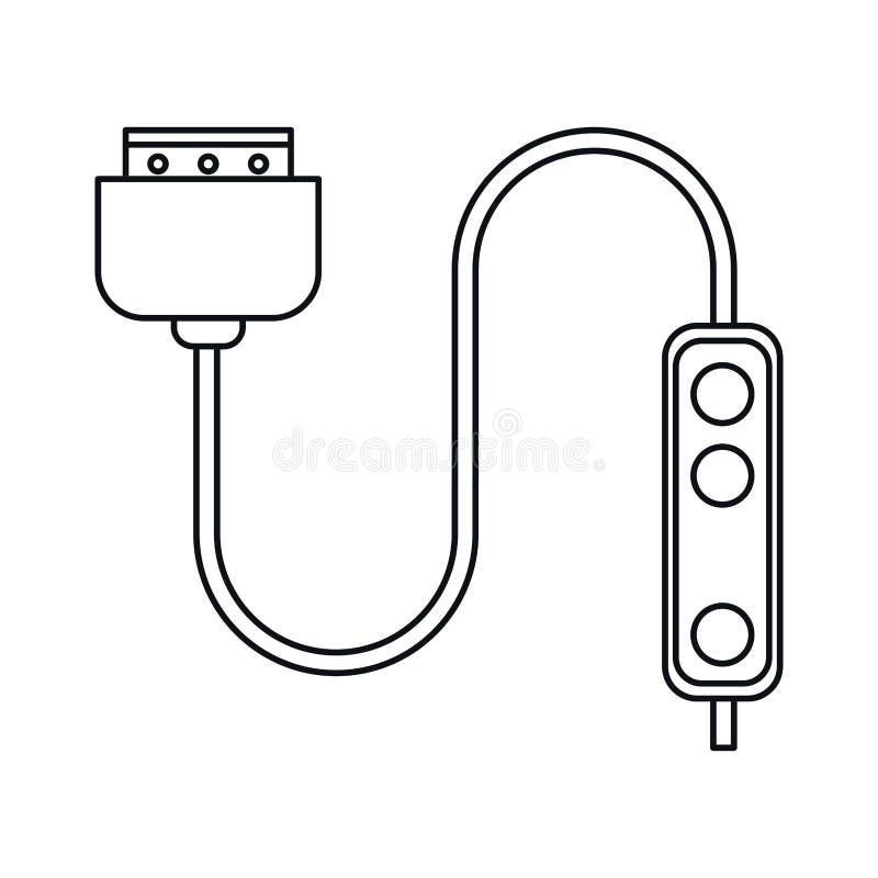 Computer Cable Connection Plug Thin Line Stock Vector - Illustration of ...