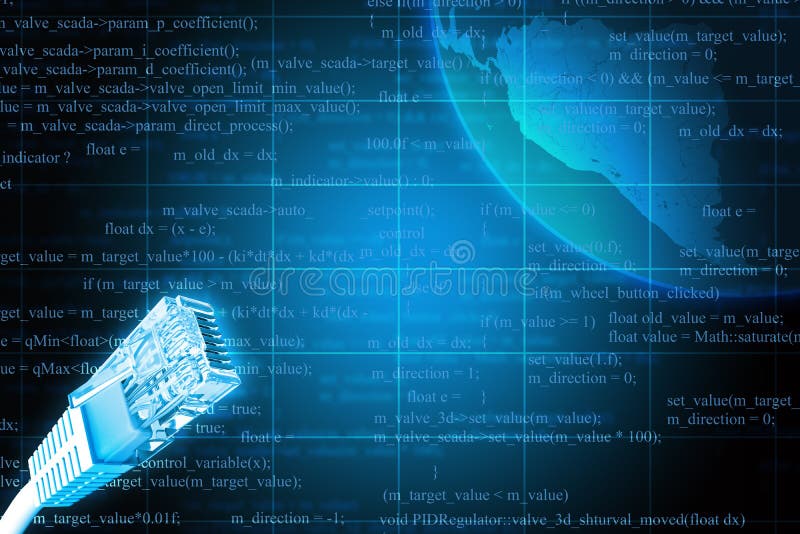 Computer Cable with Earth Globe Stock Illustration - Illustration of ...