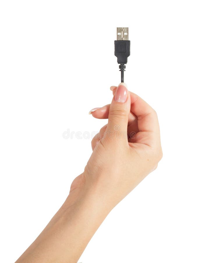 Hand holding USB cable stock image. Image of digital - 34969597