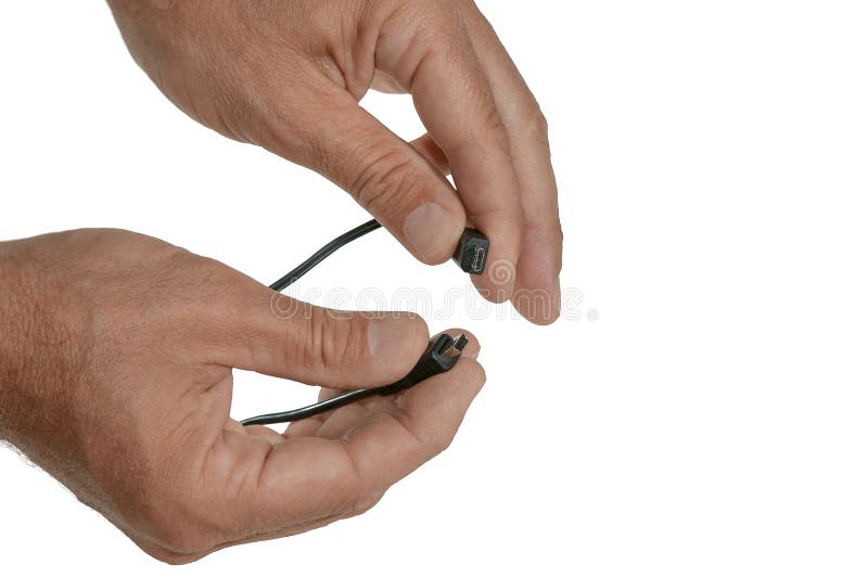 Computer Cables in Hand on White Background Stock Photo - Image of ...