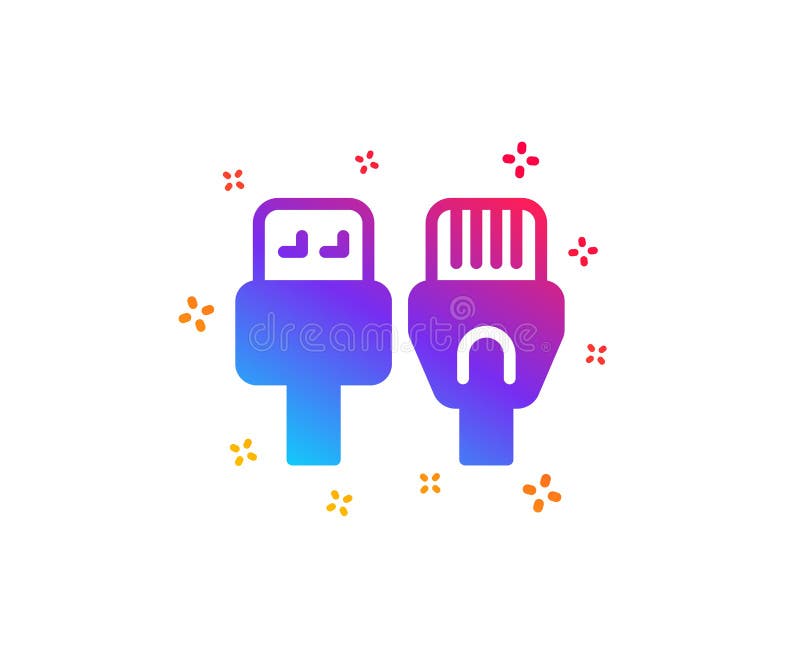 Computer Cables Icon. Usb, Rj45 Connection Wires Sign. Vector Stock ...