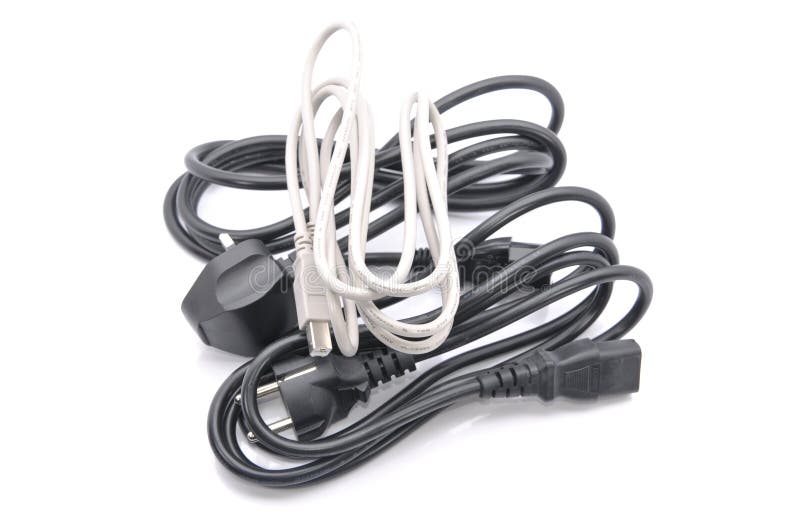 Computer Cables Over White Background Stock Image - Image of detail ...