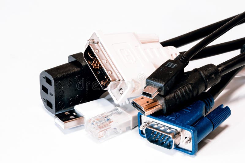 Computer cables stock photo. Image of work, plug, network - 35133124