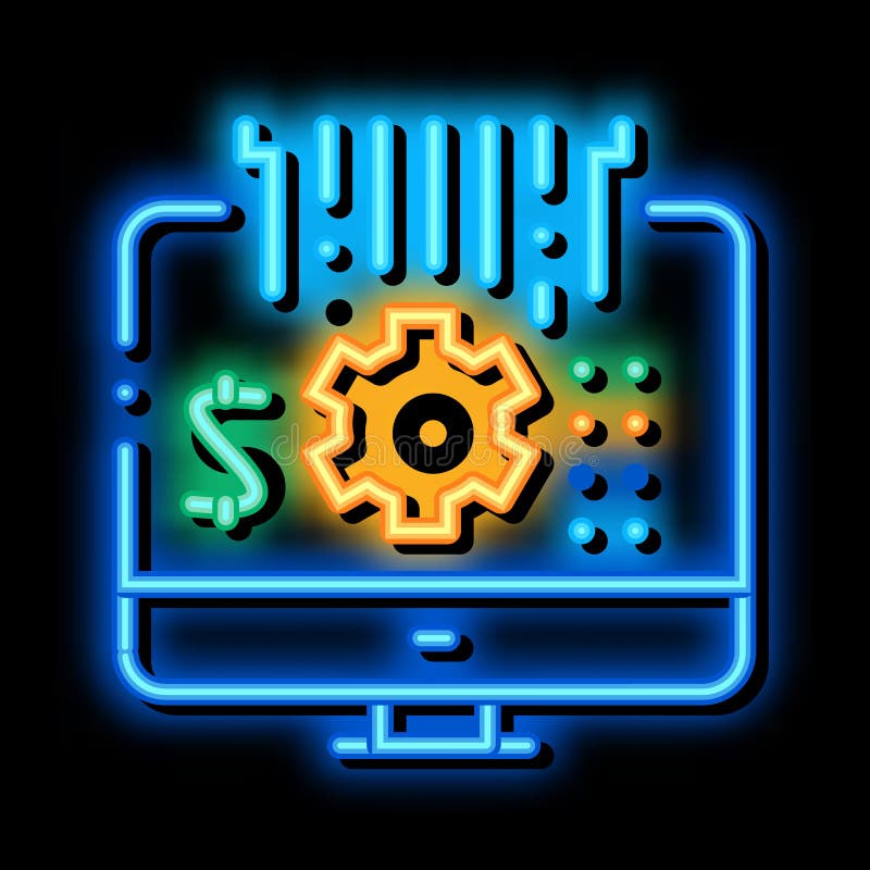 Computer Cache Settings Neon Glow Icon Illustration Stock Vector ...