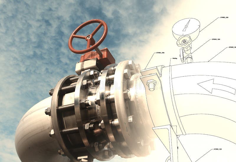 Computer Cad Design of Pipelines Modern Industrial Power Pla Stock ...