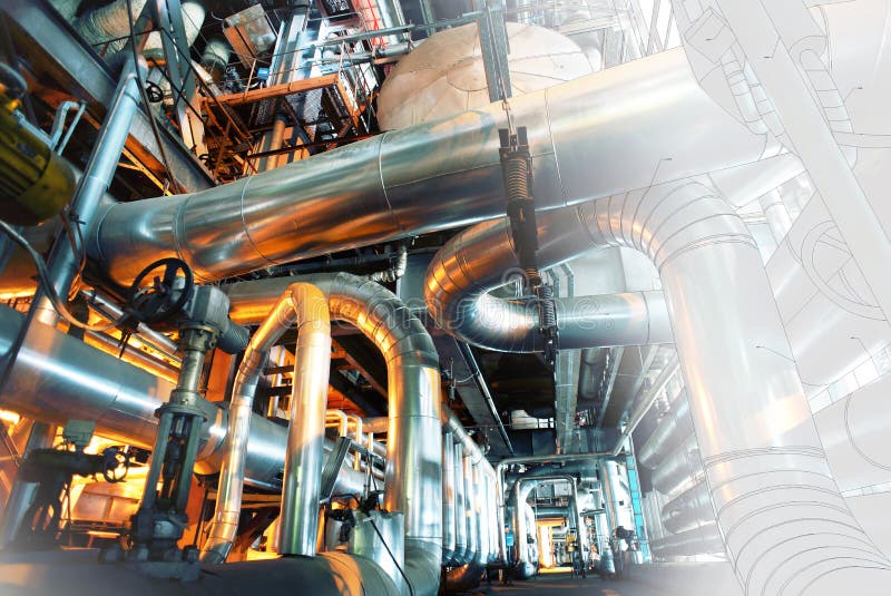 Computer Cad Design of Pipelines of Modern Industrial Power Pla Stock ...