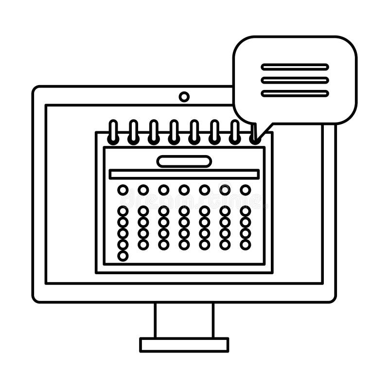 Computer with Calendar Date Reminder and Speech Bubble Stock ...