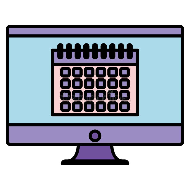 Computer and Calendar Icon. Office Instrument Design. Vector Graphic ...