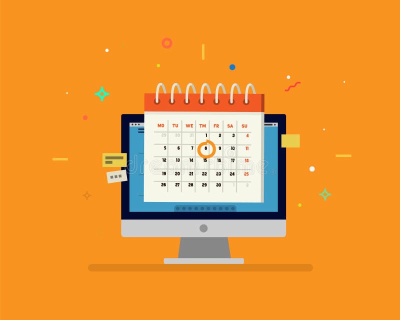 Computer Calendar Check Mark Learning Online Stock Vector ...