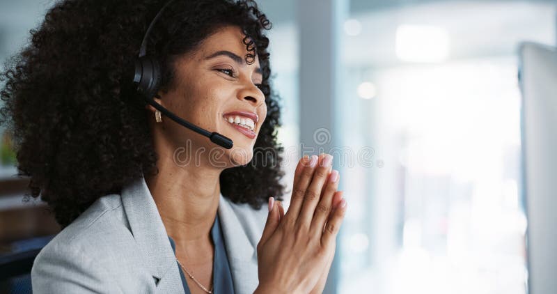 Computer, Call Center and Funny Woman Talking in Customer Service, Tech ...