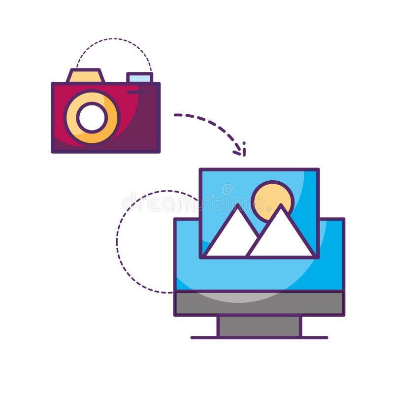 Computer Camera Connection Photo Data Storage Stock Illustration ...