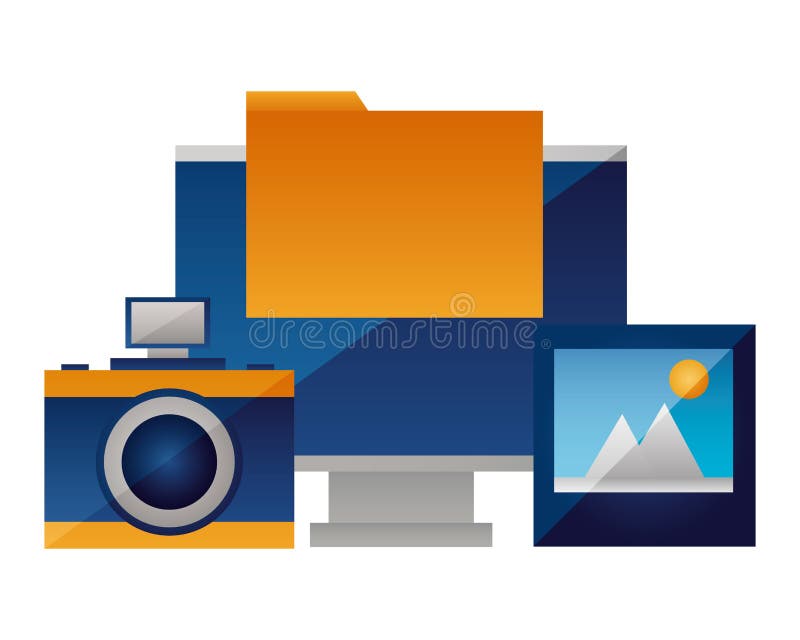 Computer Camera Photo Folder File Stock Illustration - Illustration of ...