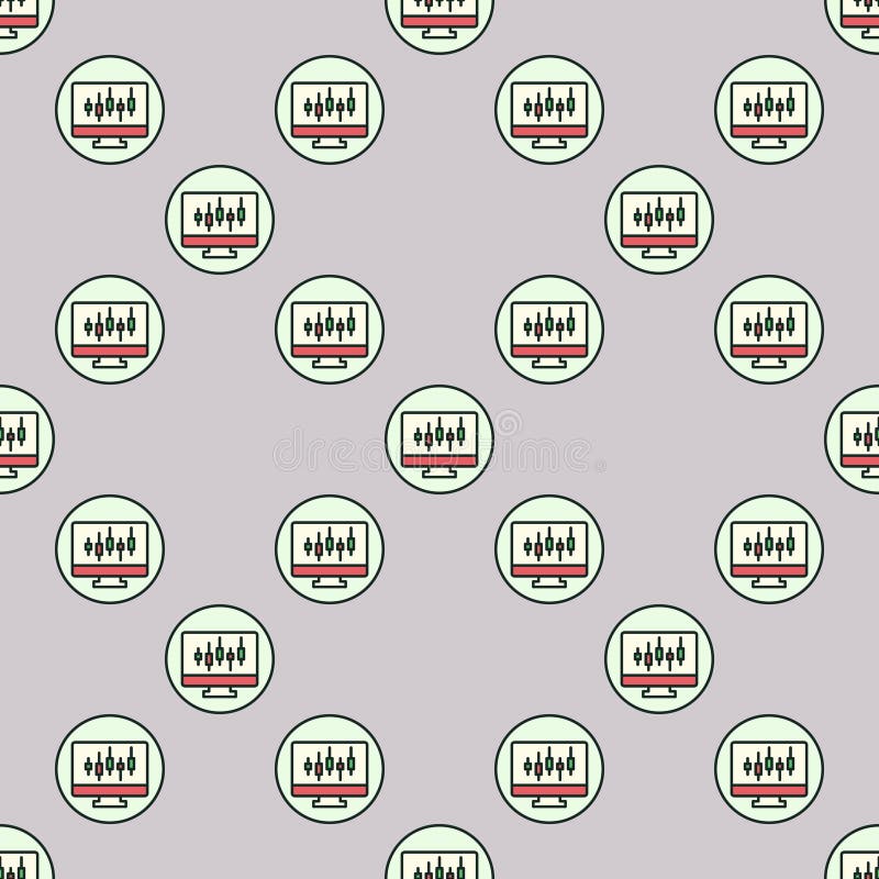 Computer and Candlestick Chartvector Trading Circle Shaped Colored ...